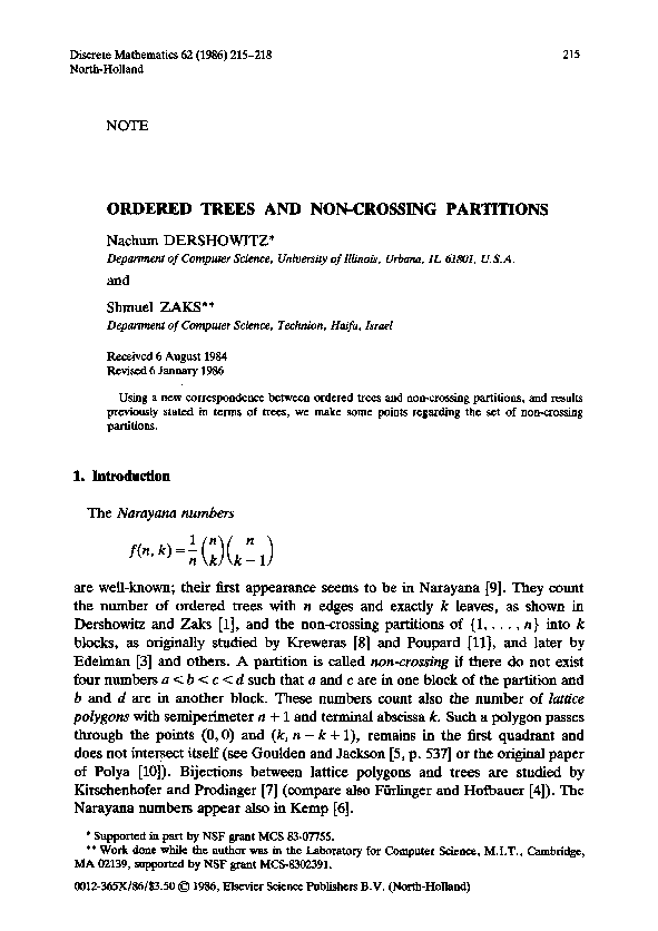 (PDF) Ordered trees and non-crossing partitions