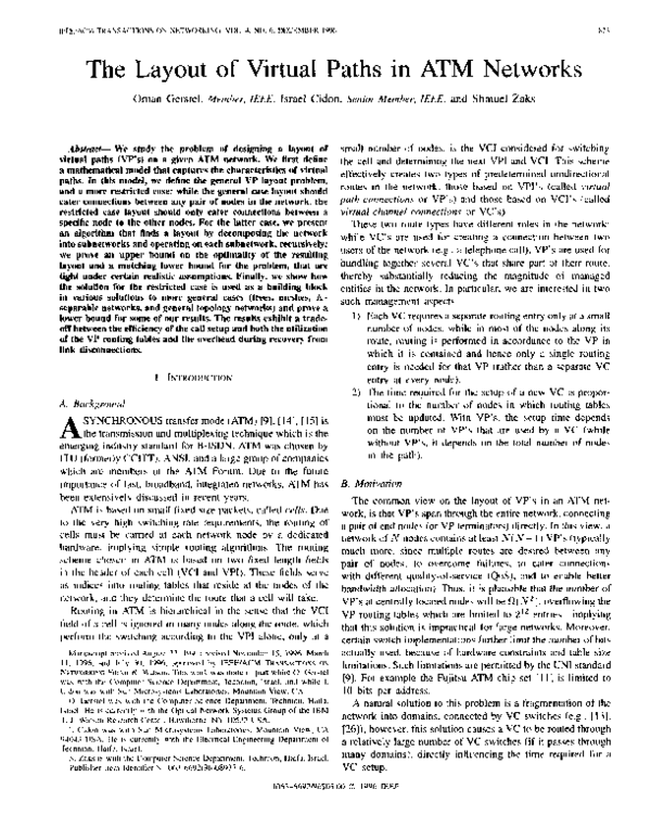 (PDF) The layout of virtual paths in ATM networks