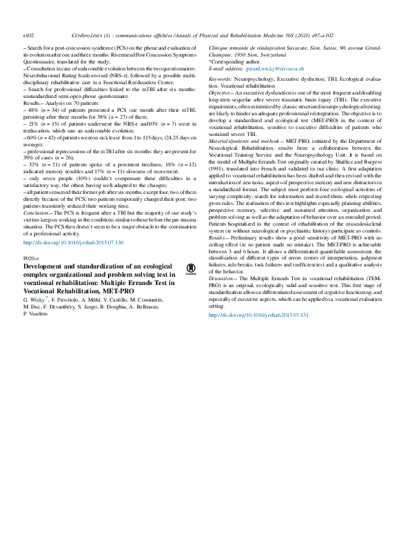 (PDF) Development and standardization of an ecological complex ...