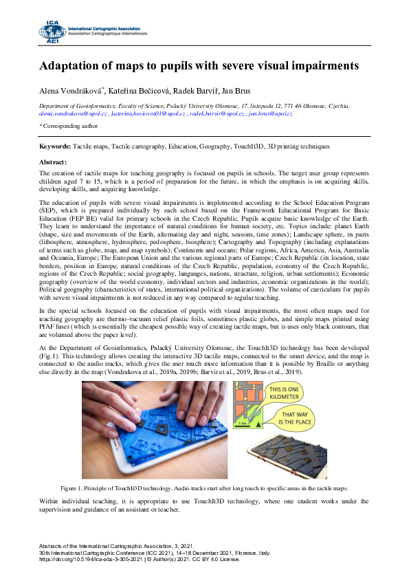 (PDF) Adaptation of maps to pupils with severe visual impairments