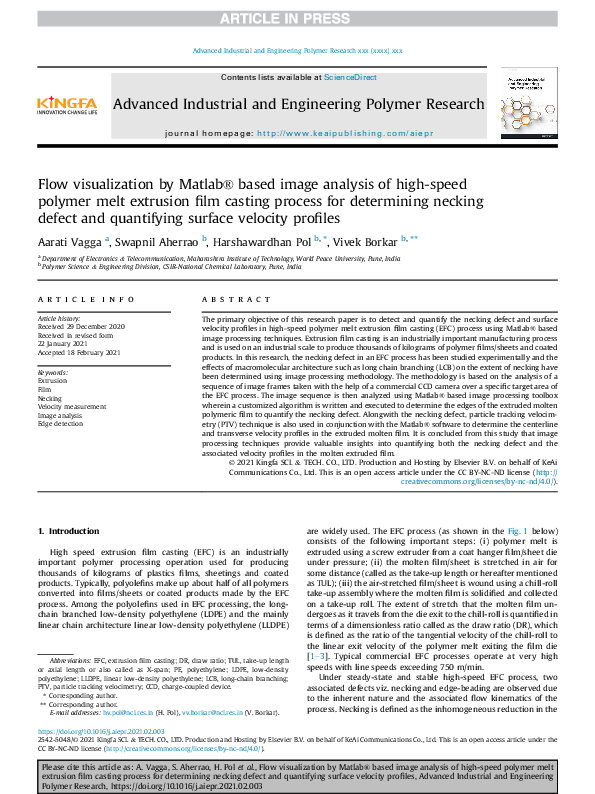 (PDF) Flow visualization by Matlab® based image analysis of high-speed polymer melt extrusion ...