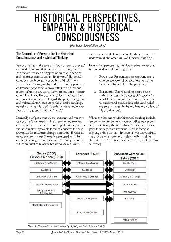 (PDF) Historical perspectives, empathy and historical consciousness