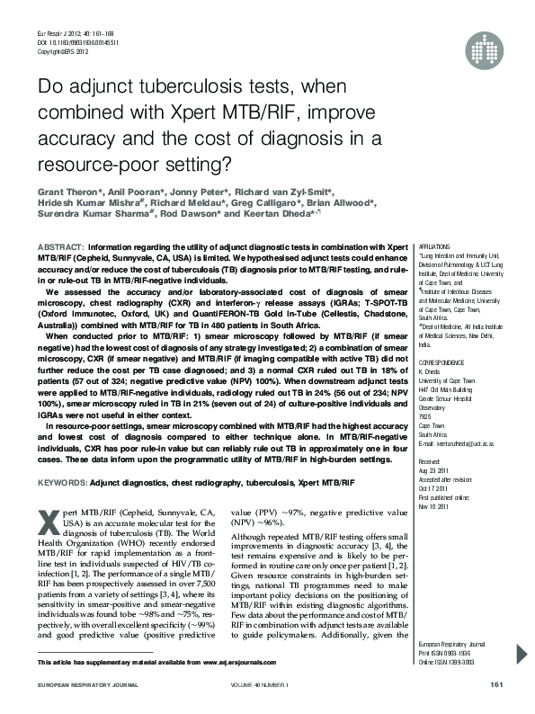 (PDF) Optimizing TB Diagnosis with Xpert MTB/RIF