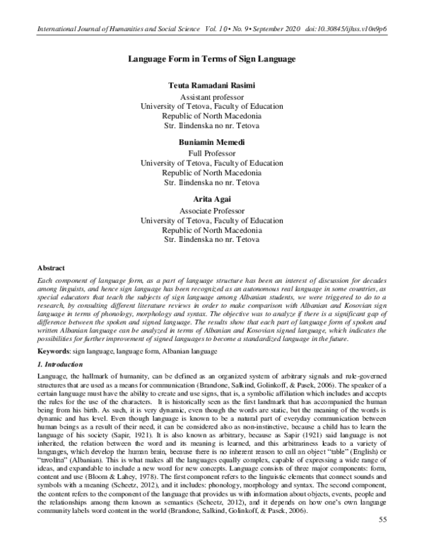 (PDF) Language Form in Terms of Sign Language