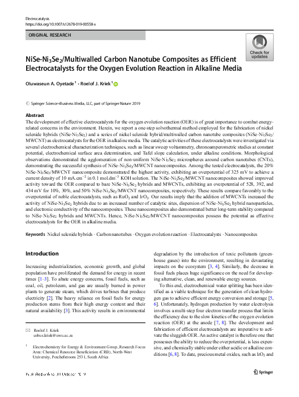 (PDF) NiSe-Ni3Se2/Multiwalled Carbon Nanotube Composites as Efficient ...