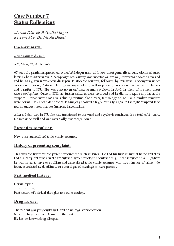 (PDF) Case Number 7 Status Epilepticus