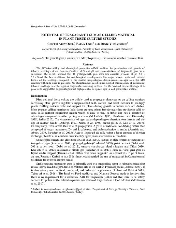 (PDF) Potential of tragacanth gum as gelling material in plant tissue ...