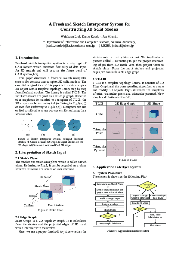 (PDF) A freehand sketch interpreter system for constructing 3D solid models