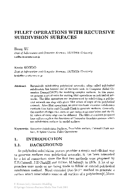 (PDF) Fillet Operations with Recursive Subdivision Surfaces