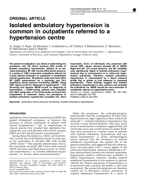 (PDF) Isolated ambulatory hypertension is common in outpatients ...