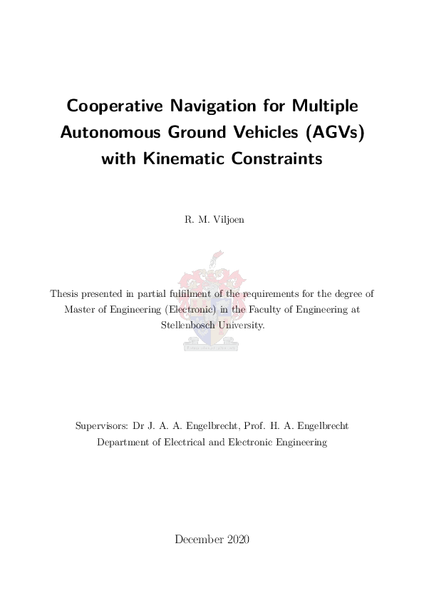 (PDF) Cooperative Navigation for Multiple Autonomous Ground Vehicles Agvs with Kinematic Constraints