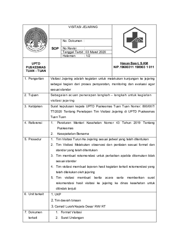 (DOC) SOP VISITASI JEJARING