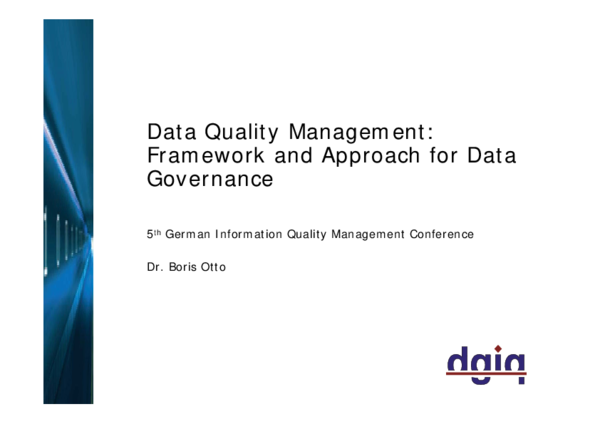 (PDF) Data Quality Management: Framework and Approach for Data Governance