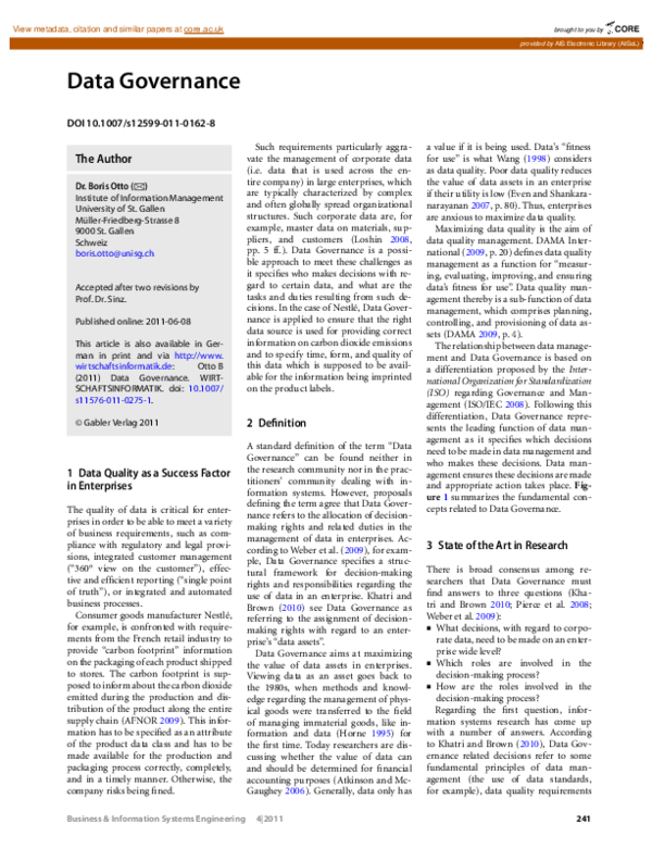 (PDF) Data Governance