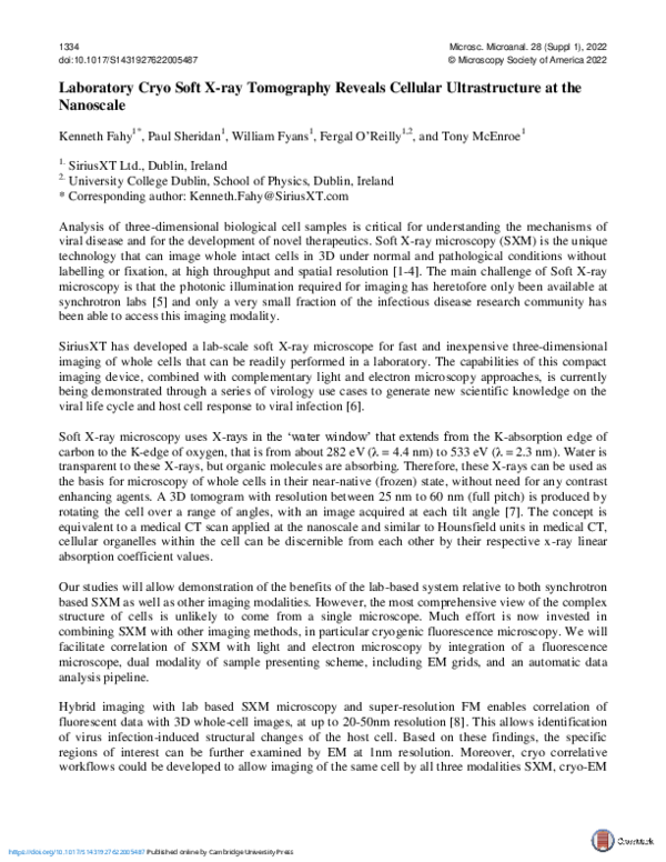 (PDF) Laboratory Cryo Soft X-ray Tomography Reveals Cellular Ultrastructure at the Nanoscale