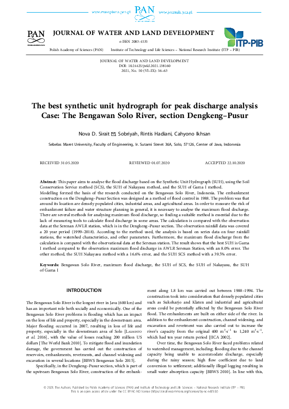 (PDF) The best synthetic unit hydrograph for peak discharge analysis ...