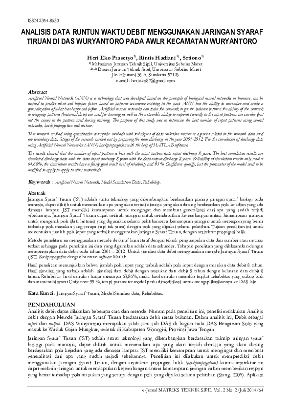 (PDF) Analisis Data Runtun Waktu Debit Menggunakan Jaringan Syaraf ...