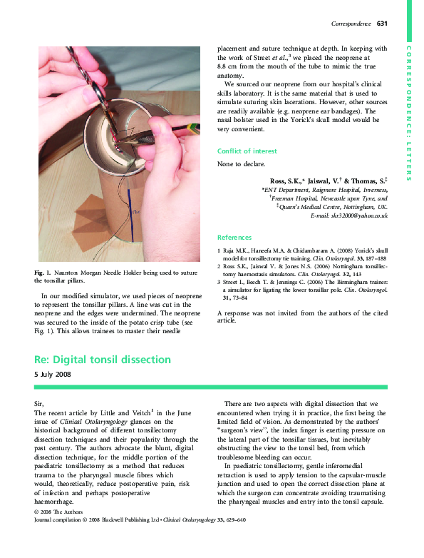 (PDF) Re: Digital tonsil dissection