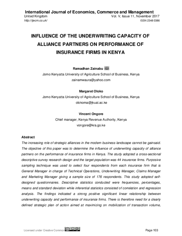 (PDF) Influence of the Underwriting Capacity of Alliance Partners on ...