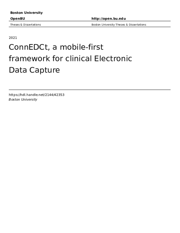 (PDF) ConnEDCt, a mobile-first framework for clinical Electronic Data ...