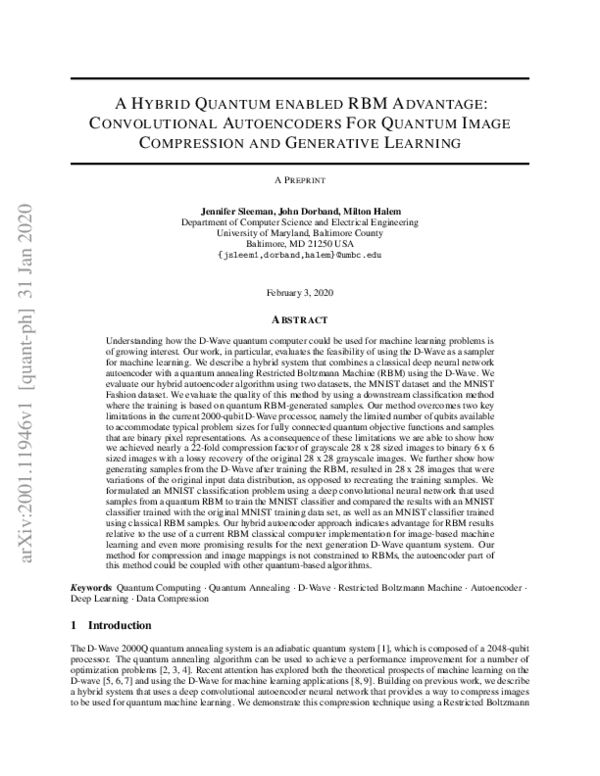 (PDF) A hybrid quantum enabled RBM advantage: convolutional ...