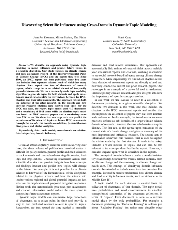 (PDF) Discovering scientific influence using cross-domain dynamic topic modeling