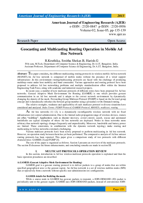 (PDF) Geocasting and Multicasting Routing Operation in Mobile Ad Hoc Network