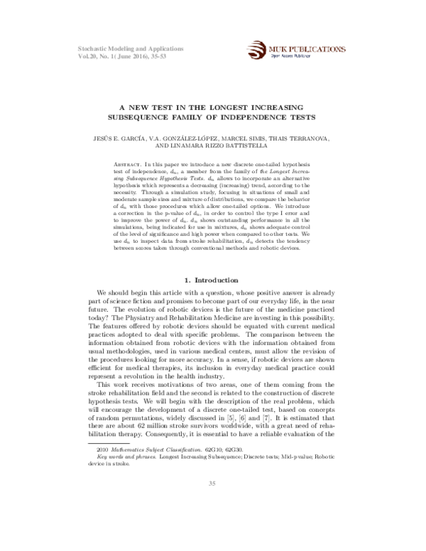 (PDF) A New Test in the Longest Increasing Subsequence Family of ...