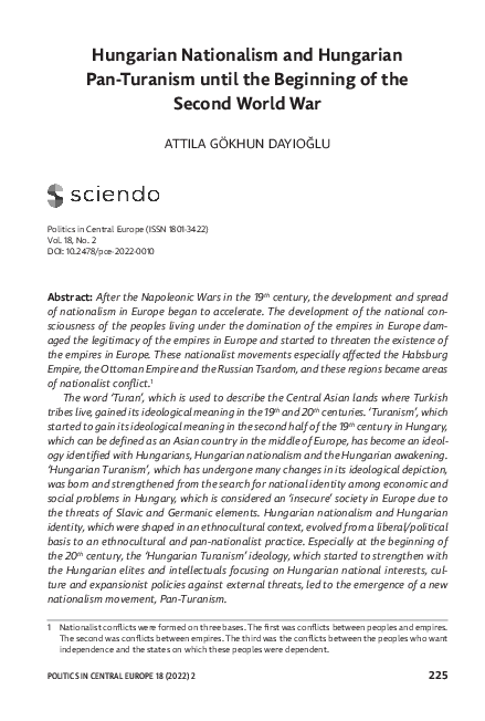 (PDF) Hungarian Nationalism and Hungarian Pan-Turanism until the ...
