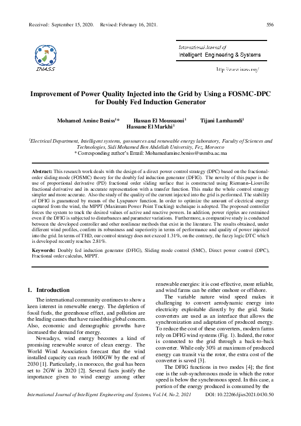 (PDF) Improvement of Power Quality Injected into the Grid by Using a FOSMC-DPC for Doubly Fed ...