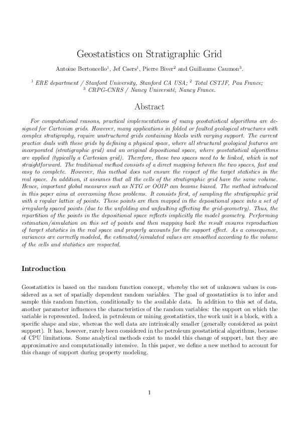 (PDF) Geostatistics on Stratigraphic Grid
