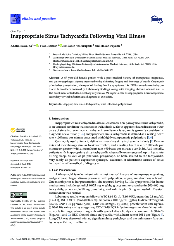 (PDF) Inappropriate Sinus Tachycardia Following Viral Illness | Khalid ...