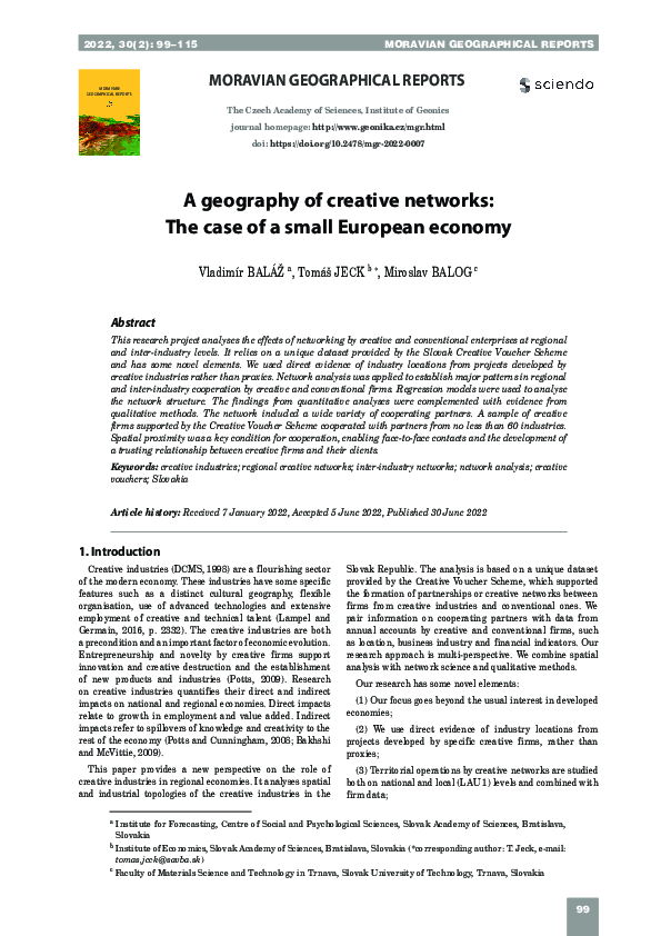 (PDF) A geography of creative networks: The case of a small European ...
