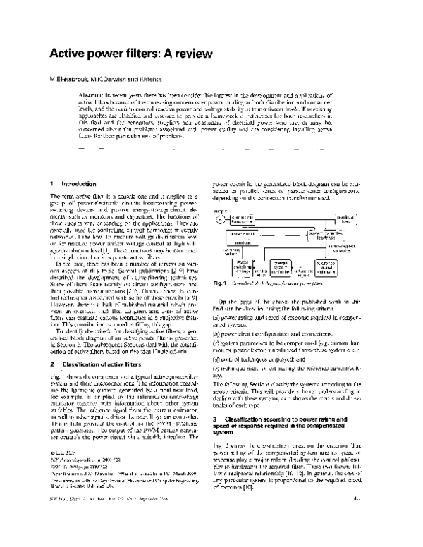 (PDF) Active power filters: A review