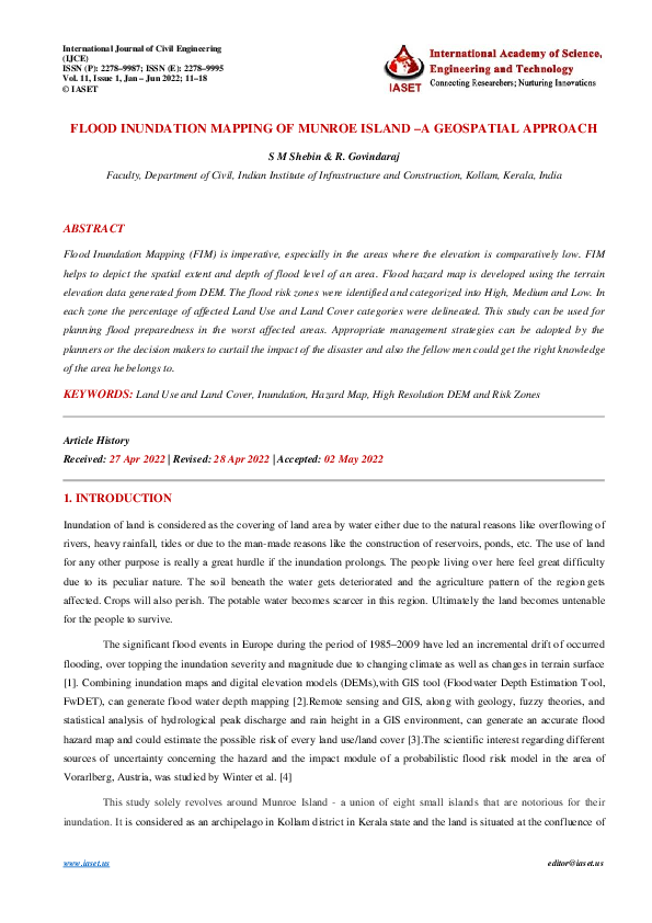 (PDF) FLOOD INUNDATION MAPPING OF MUNROE ISLAND -A GEOSPATIAL APPROACH