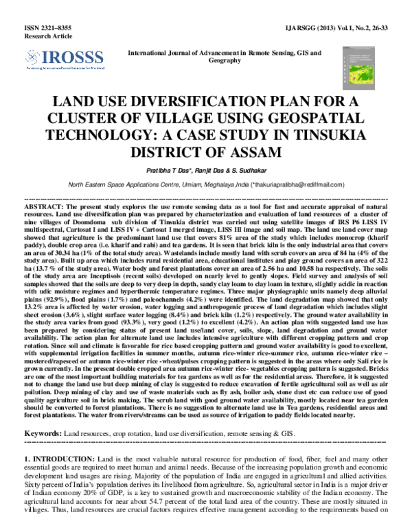 (PDF) LAND USE DIVERSIFICATION PLAN FOR A CLUSTER OF VILLAGE USING GEOSPATIAL TECHNOLOGY: A CASE ...
