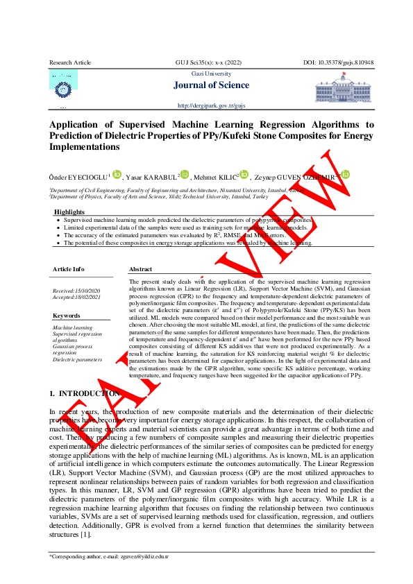 (PDF) Application of Supervised Machine Learning Regression Algorithm to Prediction of ...