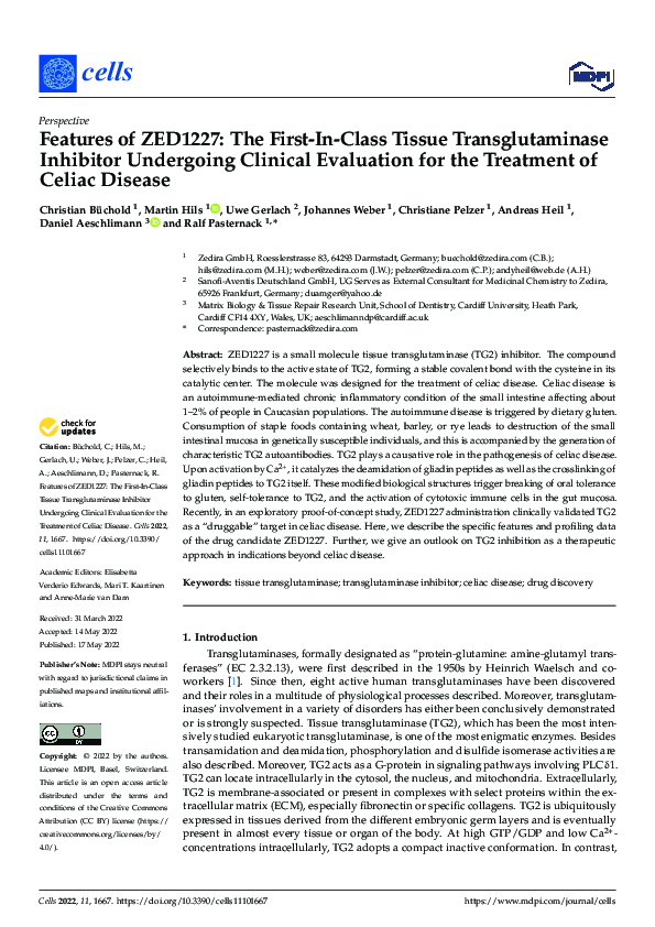 (PDF) Features of ZED1227: The First-In-Class Tissue Transglutaminase ...