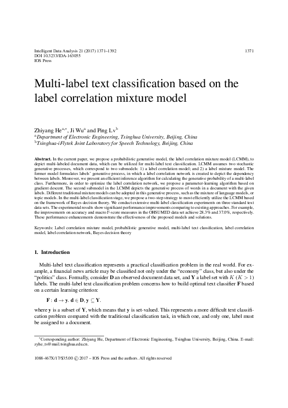 (PDF) Multi-label text classification based on the label correlation ...