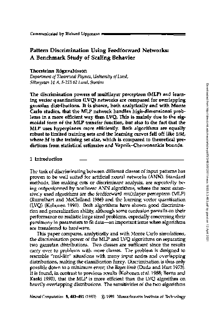 (PDF) Pattern Discrimination Using Feedforward Networks: A Benchmark Study of Scaling Behavior