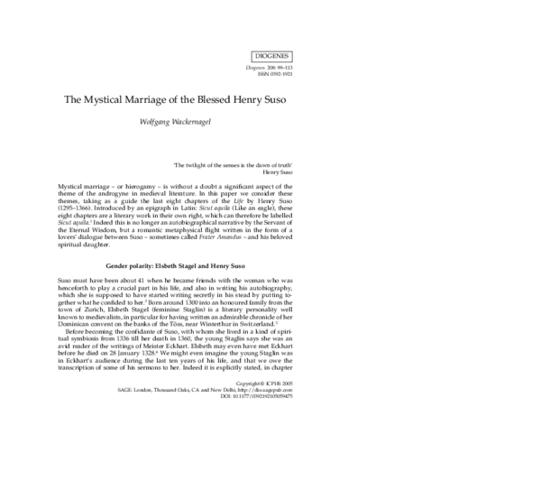 (PDF) The Mystical Marriage of the Blessed Henry Suso
