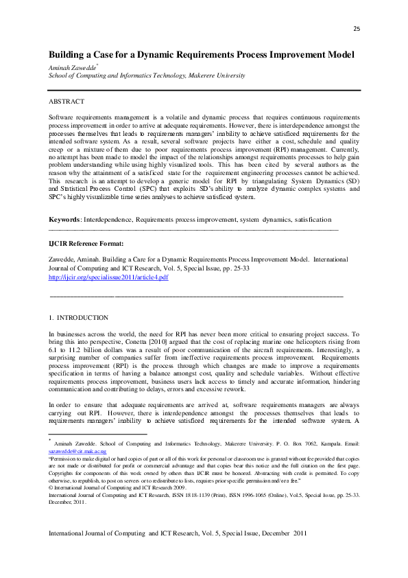 (PDF) Building a Case for a Dynamic Requirements Process Improvement Model