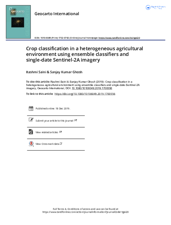 (PDF) Crop classification in a heterogeneous agricultural environment ...