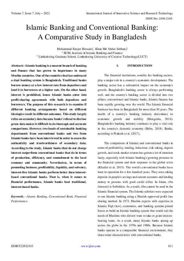 (PDF) Islamic Banking and Conventional Banking: A Comparative Study in ...