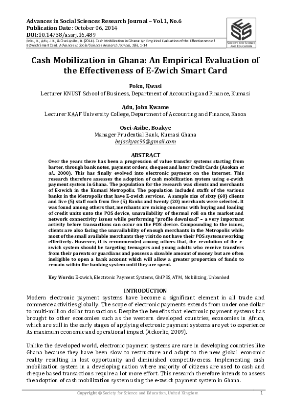 (PDF) Cash Mobilization in Ghana: An Empirical Evaluation of the ...