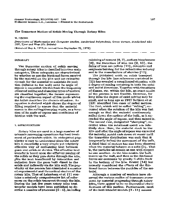 (PDF) The transverse motion of solids moving through rotary kilns