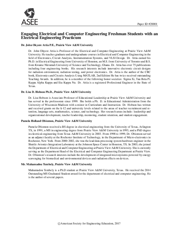 (PDF) Engaging Electrical and Computer Engineering Freshman Students ...