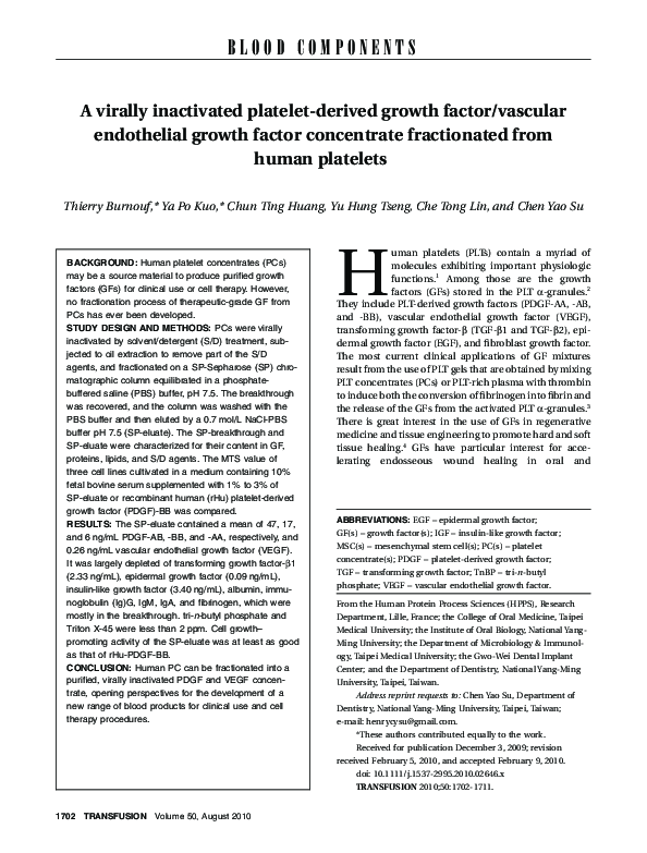 (PDF) A virally inactivated platelet-derived growth factor/vascular ...