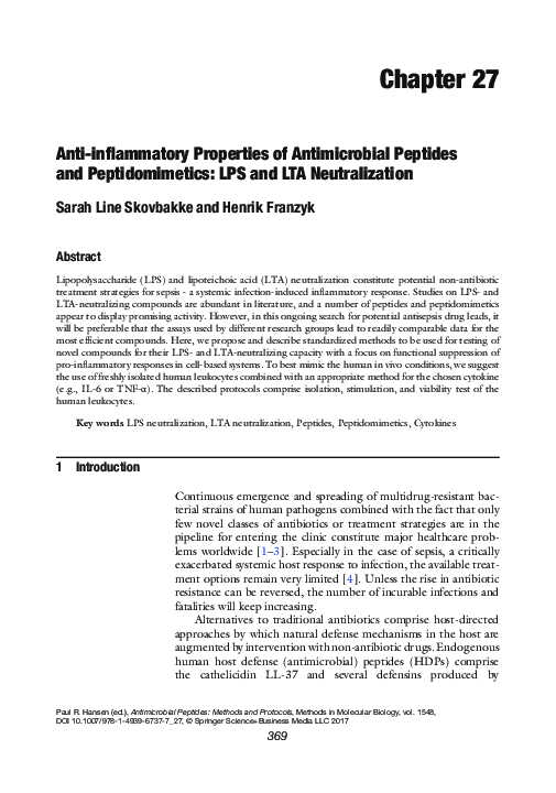 (PDF) Anti-inflammatory Properties of Antimicrobial Peptides and ...