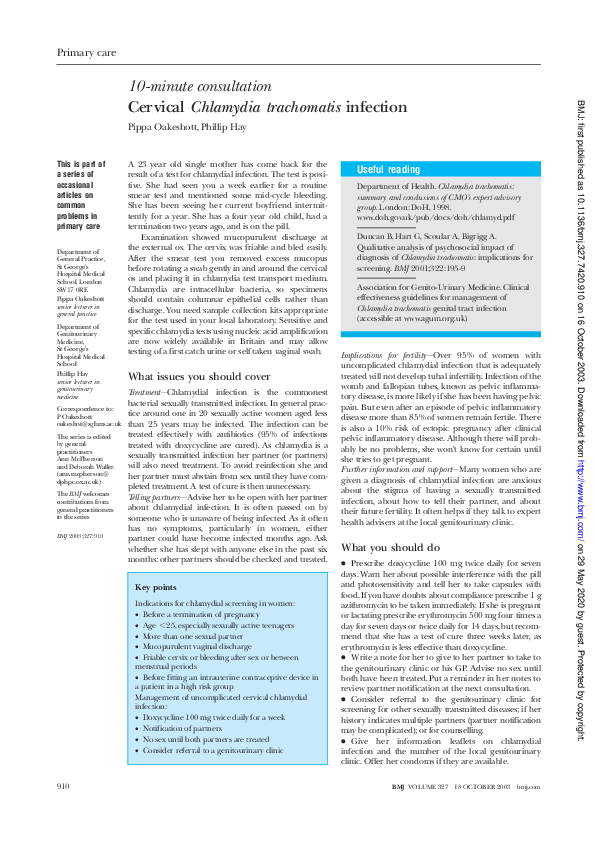 (PDF) Cervical Chlamydia trachomatis infection